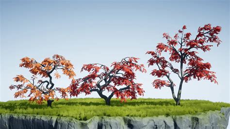 Game Ready Japanese Trees [ue4] Flippednormals
