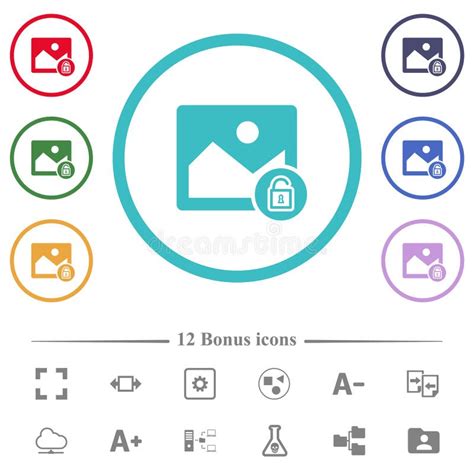 Unlocked Image Flat Color Icons In Circle Shape Outlines Stock Vector Illustration Of Logotype