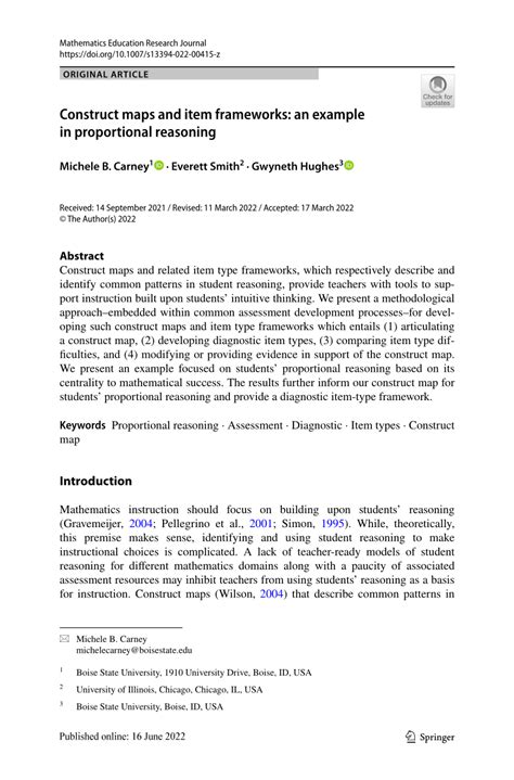 Pdf Construct Maps And Item Frameworks An Example In Proportional