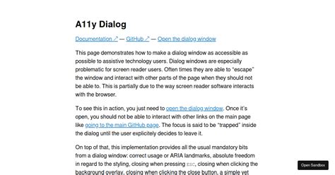 A11y Dialog Examples Codesandbox A11y Dialog Examples Codesandbox