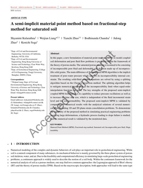 Pdf A Semi Implicit Material Point Method Based On Fractional Step