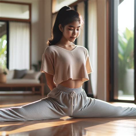 Girl Practicing Splits In Peaceful Setting Ai Art Generator Easy