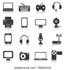Computer Input Output Devices Icons Set Stock Vector Royalty Free Shutterstock
