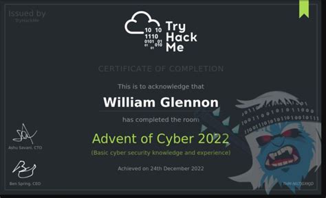 Adventofcyber2022 Tryhackme Cybersecurity Alwayslearning 👋 Bill Glennon