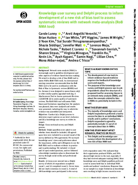 Pdf Knowledge User Survey And Delphi Process To Inform Development Of A New Risk Of Bias Tool