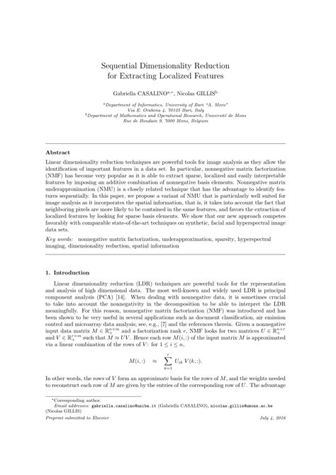 PDF Sequential Dimensionality Reduction For Extracting Localized Features