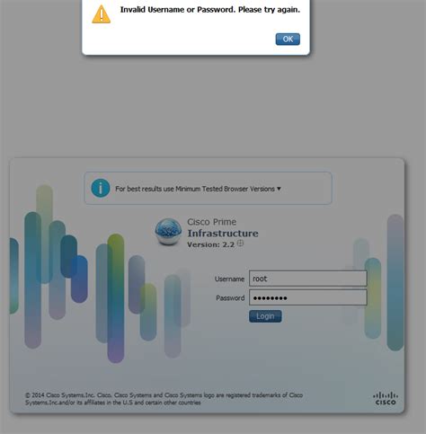 solved prime infrastructure 2 2 username or passwoard invalid for a