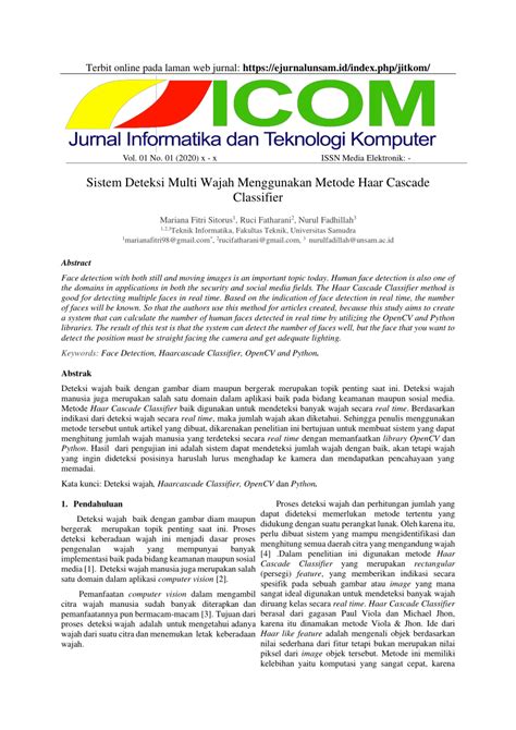 Pdf Multi Face Detection System Using Haar Cascade Classifier Method