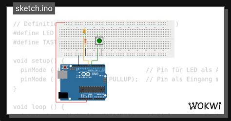 Taster Und LED PullUp Internal Breadboard Wokwi ESP STM Arduino Simulator