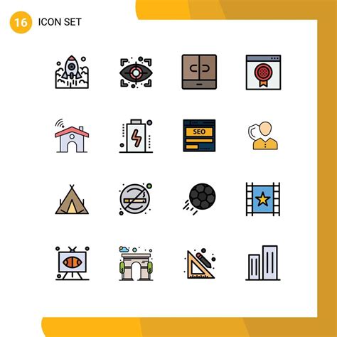 Stock Vector Icon Pack Of 16 Line Signs And Symbols For Wifi Medal Security Browser Interior