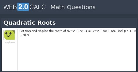 View Question Quadratic Roots
