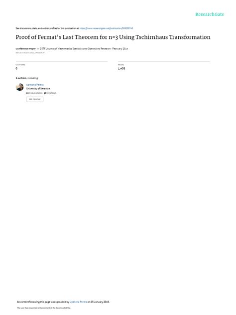Proof Of Fermats Last Theorem For N3 Using Tschir Pdf
