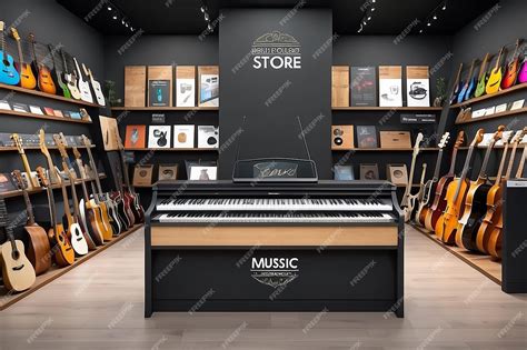 Premium Photo Music Store Branding Display Incorporate The Logo Into
