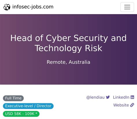 Hiring Head Of Cyber Security And Technology Risk Remote Rinfosecjobs