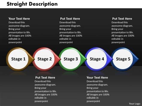 Ppt Straight Description Of 5 Stages Using PowerPoint Graphics Arrows Templates