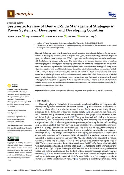 pdf systematic review of demand side management strategies in power