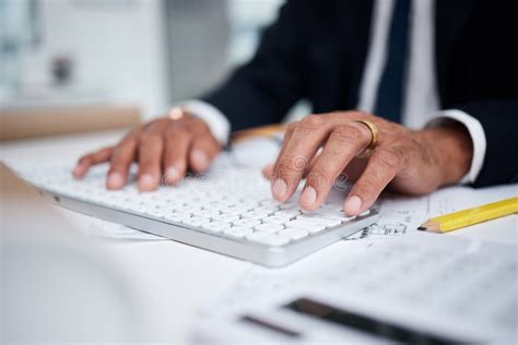 Hands Keyboard And Architect Typing At Desk For Research Architecture