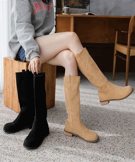 [타임특가 당일출고]데일리 둥근코 스웨이드 롱부츠 3cm 에이블리