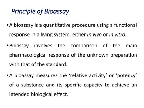 Principles Of Bioassay Pptx Medical Tests Medical Health