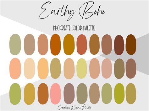 Earthy Boho Procreate Palette Boho Color Swatches Instant Etsy