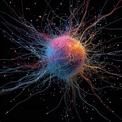 Premium Photo Neural Network Or A Brain Central Mass With Various Coloured Tendrils Or