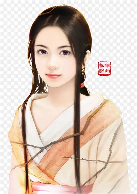 手绘长发女生png图片素材下载图片编号10981719 Png素材网