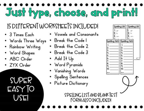 Editable No Prep Spelling Practice Activities Worksheets For Any 10