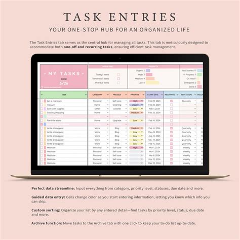Task Tracker Google Sheets Spreadsheet Digital To Do List Planner Priority Productivity Sheet
