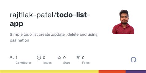 GitHub Rajtilak Patel Todo List App Simple Todo List Create Update