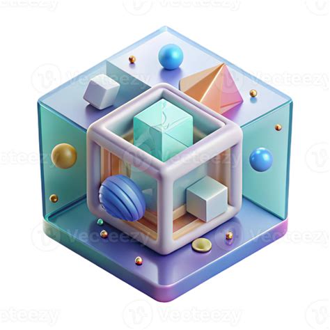 Beautiful Vintage Isometric Data Cube Visualization Cutout For Analytics Projects Professional
