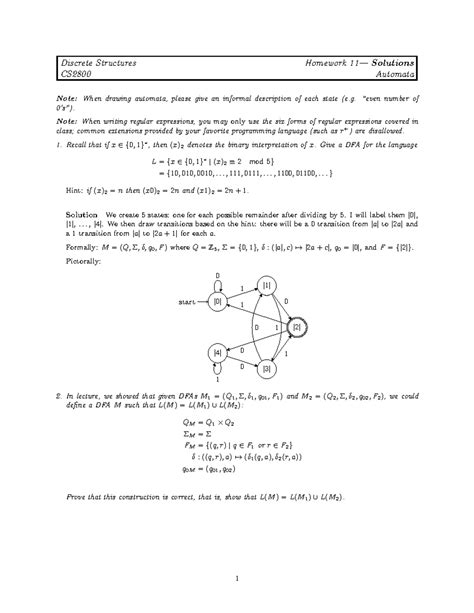 Hw10sol Hw10 Sol Discrete Structures Homework 11—solutions Cs2800