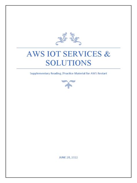 Aws Iot Services Pdf Internet Of Things Amazon Web Services