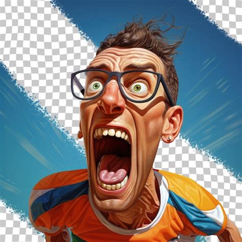 Premium Psd A Man With A Funny Face Is Screaming In Front Of A