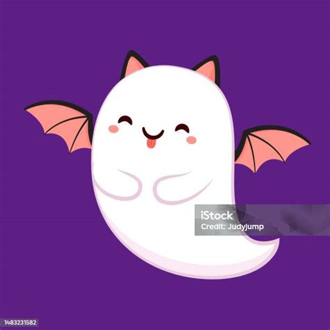 귀여운 유령 감정 표현 다른 캐릭터를 가진 할로윈 유령 유령 보라색 배경에 고립된 유령 박쥐 가을에 대한 스톡 벡터 아트 및 기타 이미지 Istock