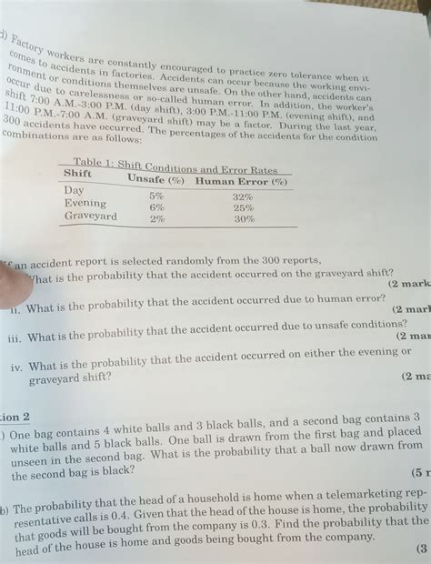 Table 1 Shift Conditions And Error Rates Studyx