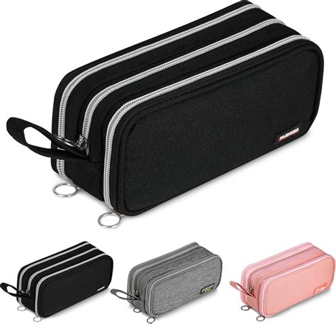 Ktmouw Large Pencil Case 3 Compartments Canvas Pencil Pouch For Adult