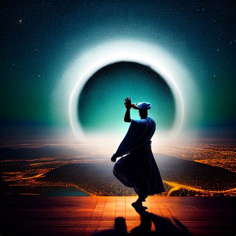 A Sufi Whirling Under A Night Sky With A View Of The Universe On The