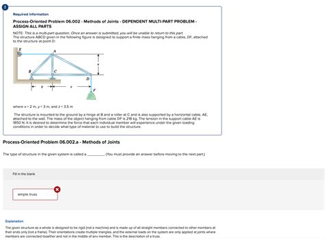 Solved Process Oriented Problem 06002 Methods Of Joints