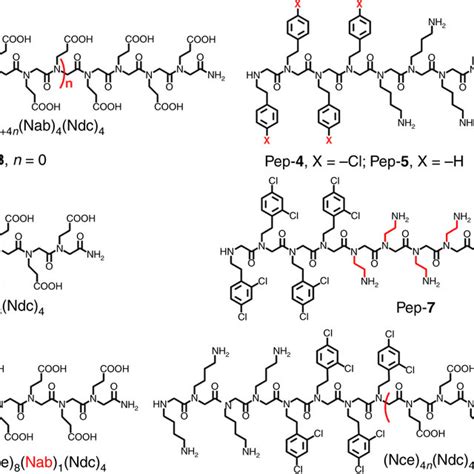 Structures Of Peptoids Pep 1 Pep 10 Nce N 2 Carboxyethl Glycine Download Scientific