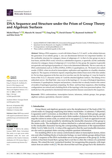 pdf dna sequence and structure under the prism of group theory and