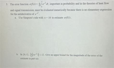 Solved The Error Function Erf X Ledt Important In Chegg
