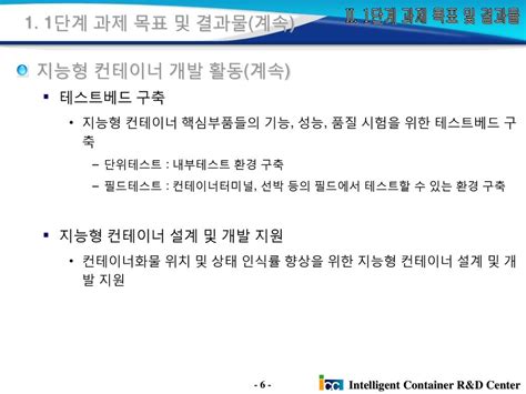 컨테이너화물 안전수송 기술개발 클러스터사업 intelligent container randd center ppt download