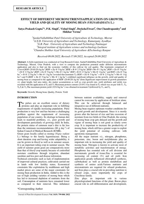 Pdf Effect Of Different Micronutrientsapplication On Growth Yield