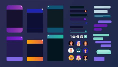 Chat Bot Dialogue Windows Set In Dark Night Mode Talk Interface With