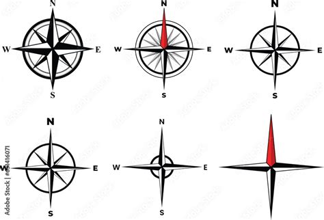 Compass Icons Set Basic Compass Rose Logo Set Compass Icons Vector