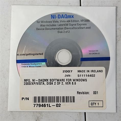 National Instruments Ni Daqmx 86 Windows Software W Labview Signal E