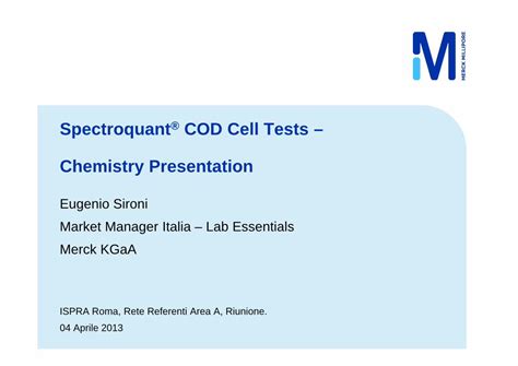 Pdf Spectroquant Cod Cell Tests Chemistry Presentation