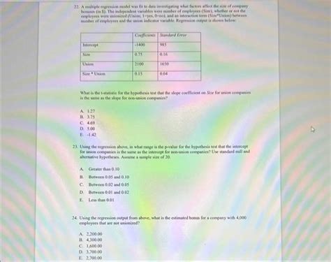 Solved 22 A Multiple Regression Modet Was Fit To Dala