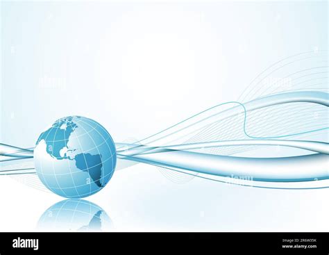 Vector Illustration Of Blue Abstract Lines Background Composition Of Curved Lines And Globe