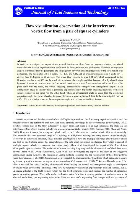 Pdf Flow Visualization Observation Of The Interference Vortex Flow From A Pair Of Square Cylinders
